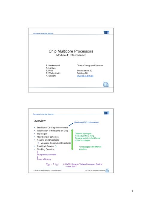 04 Interconnect 0619 Chip Multicore Processors Module 4 Interconnect Chair Of Integrated