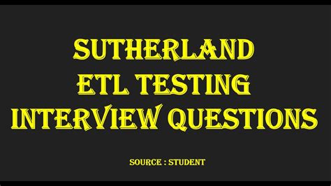 Acing The Etl Testing Interview Sutherland Company Etl Testing Interview Questions Youtube