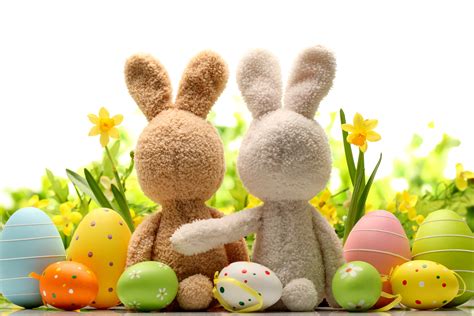 Download Stuffed Animal Colorful Easter Egg Bunny Holiday Easter 4k