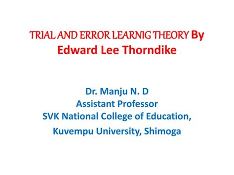 Trial And Error Learning Theory Pptx