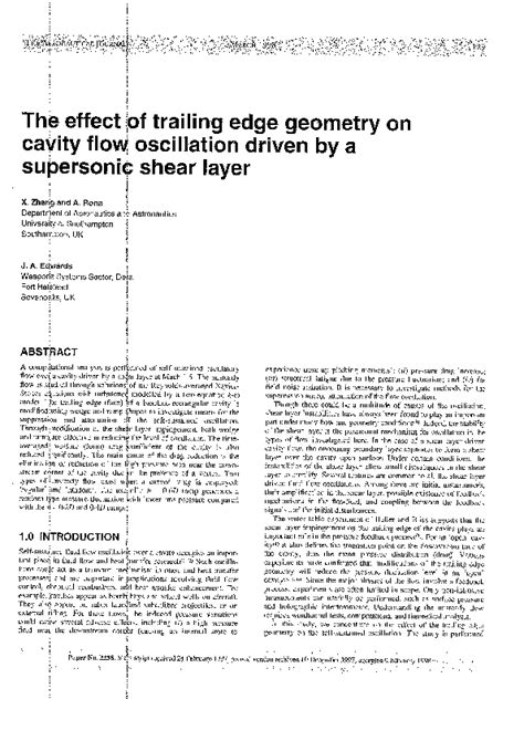 pdf the effect of trailing edge geometry on cavity flow oscillation