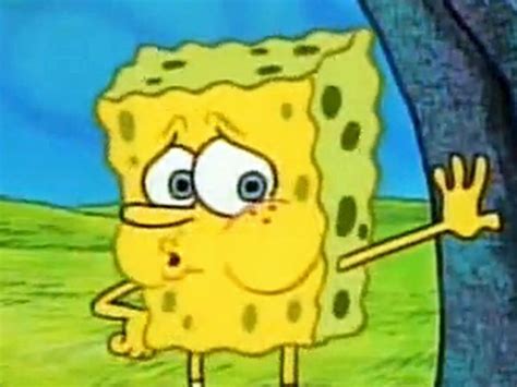 Spongebob Squarepants Holding Arms Up Next To A Tree Bob Esponja