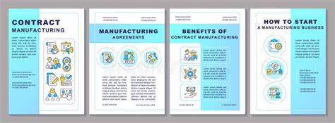 Contract Manufacturing Blue Gradient Brochure Template Stock Vector