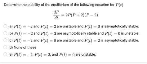 Solved Determine The Stability Of The Equilibrium Of The Chegg Com