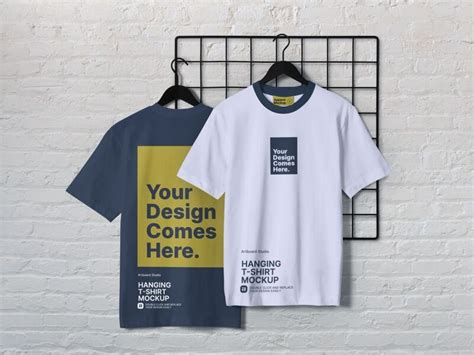 Hanging Front And Back T Shirt Mockup Template Tshirt Mockup Shirts