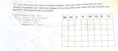 Solved 17 Given The Same Input Array Of Random Integers