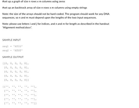 Solved Hello I Need To Make A Global Sequence Alignment Code