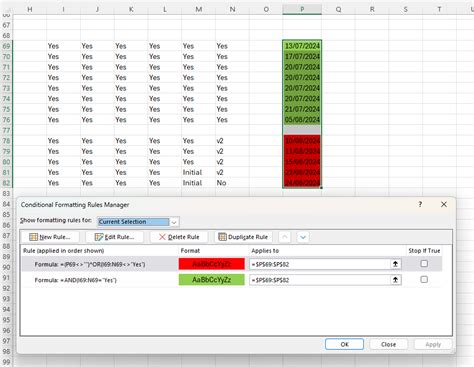 Excel Conditional Formatting If These Cells All Say Yes Then Make This Cell Green Otherwise