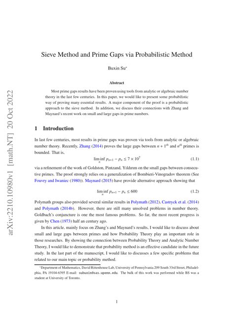 Pdf Sieve Method And Prime Gaps Via Probabilistic Method Pdf Sieve Method And Prime Gaps Via Probabilistic Method