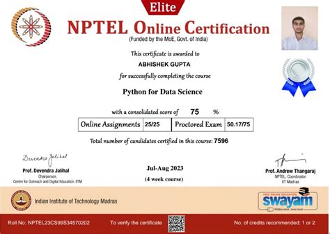 Datascience Python Certification Nptel Achievement Dataanalytics