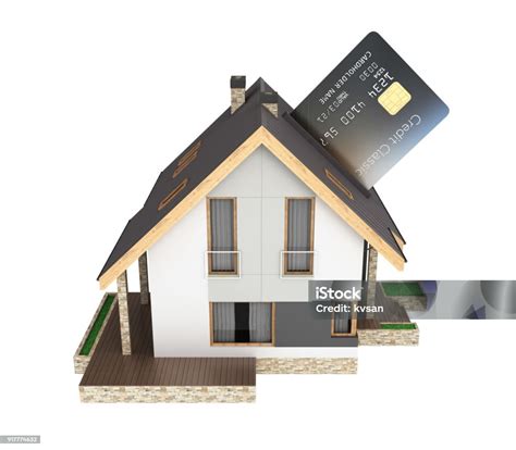 구입 또는 주택 그림자 없이 흰색 배경에 3d 렌더링에 고립 된 Pos 단말기로 집의 그림에 대 한 지불의 개념 개념에 대한 스톡 사진 및 기타 이미지 Istock