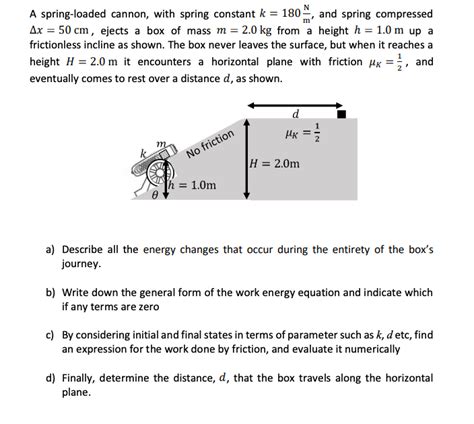 Solved A Spring Loaded Cannon With Spring Constant K 180