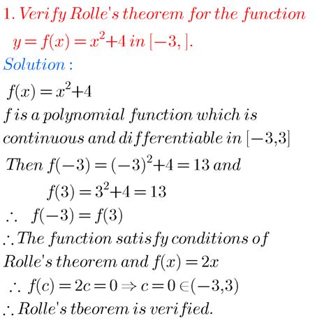 Mean Value Theoremsintermediate First Year Mathematics Chapter 104 Problems With Solutions