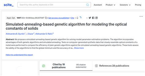 Simulated Annealing Based Genetic Algorithm For Modeling The Optical