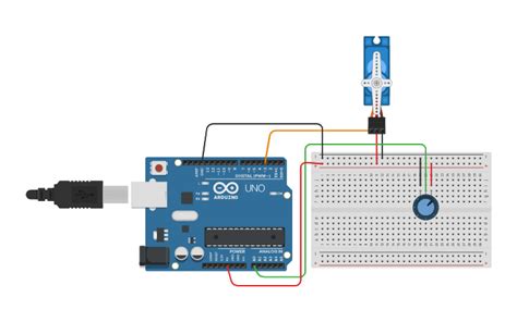 Circuit Design Controlando Servomotor Tinkercad