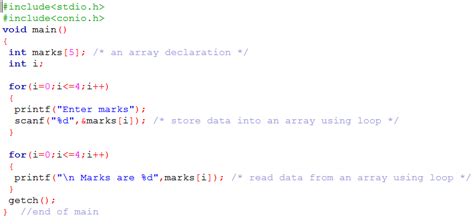 One Dimensional Array In C