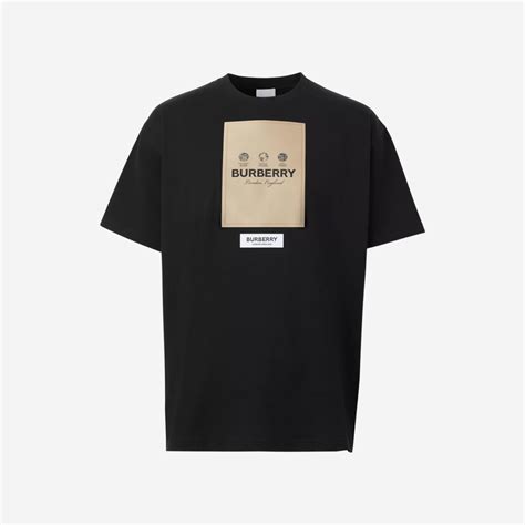 버버리 라벨 아플리케 코튼 오버사이즈 티셔츠 블랙 Burberry Kream