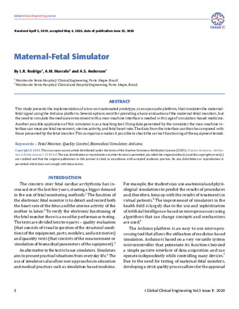 Pdf Maternal Fetal Simulator Anderson Santos