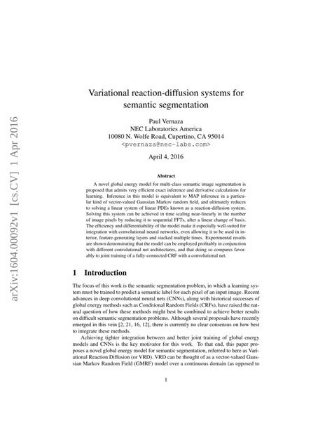 Pdf Variational Reaction Diffusion Systems For Semantic Dokumentips