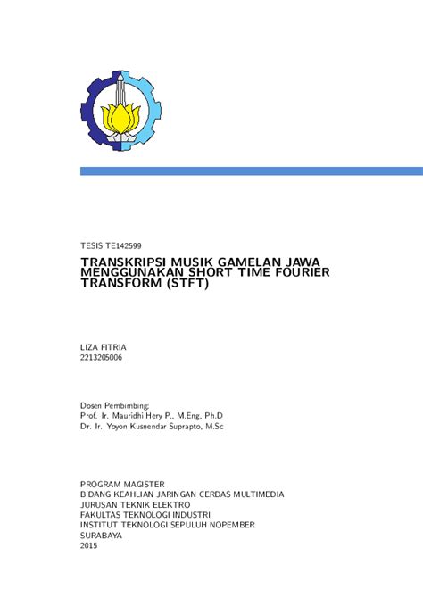 Pdf Transkripsi Musik Gamelan Jawa Menggunakan Short Time Fourier