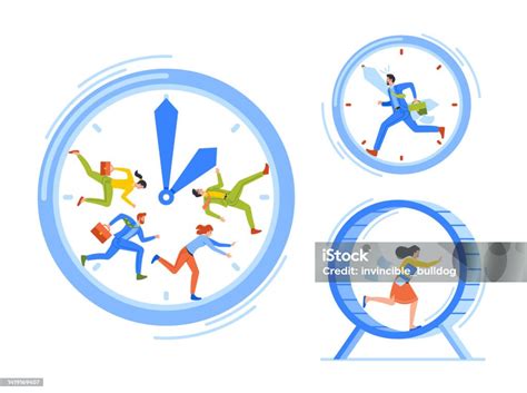 귀중한 생명 자원 개념으로서의 시간 거대한 알람 시계에서 빨리 달리는 사업가 서둘러 직장에서 서두르다 개념에 대한 스톡 벡터