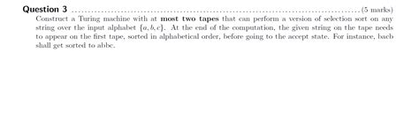 Question 3 5 Marks Construct A Turing Machine With
