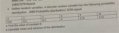 Solved Define Random Variables A Discrete Random Variable