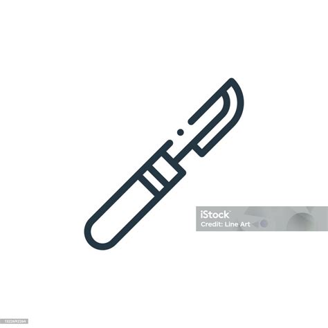 실험실 개념에서 칼 아이콘 벡터 칼 편집 가능한 스트로크의 얇은 선 그림 웹 및 모바일 앱 로고 인쇄 미디어에 사용하기 위한 나이프 선형 사인 0명에 대한 스톡 벡터 아트