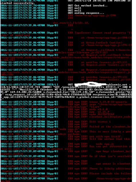 Javascript Bluemix Cloudant Nodejs Error When Calling Api Stack