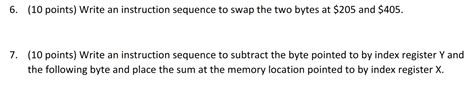 solved 6 10 points write an instruction sequence to swap