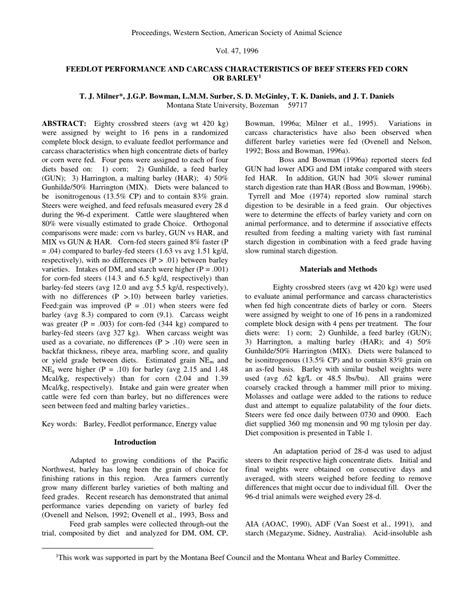 Pdf Feedlot Performance And Carcass Characteristics Of Beef Steers