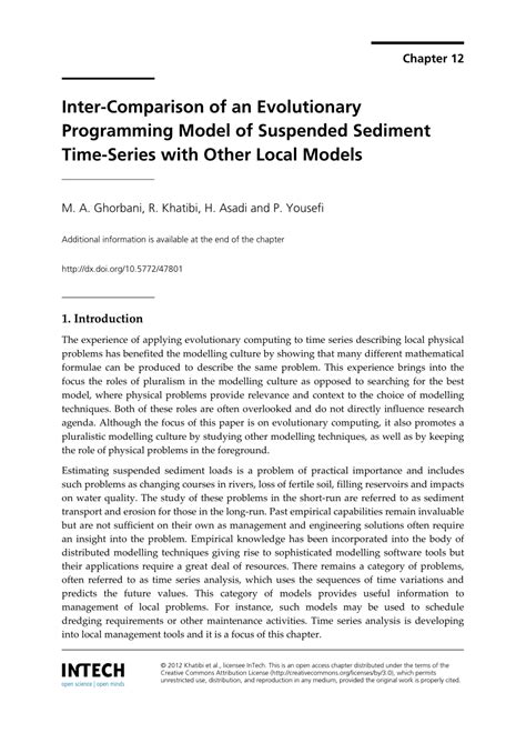 Pdf Inter Comparison Of An Evolutionary Programming Model Of Suspended Sediment Time Series