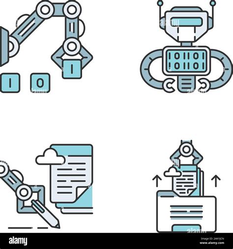 Rpa Color Icons Set Robotic Process Automation Clerical Process Automation Robot Creating