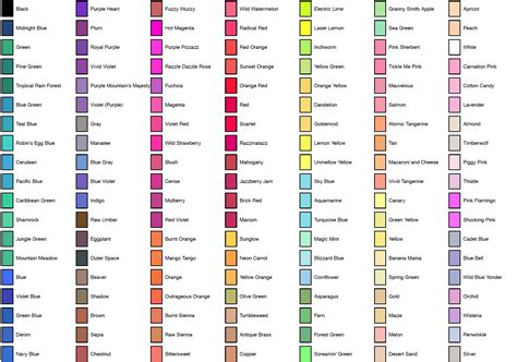 Names Of Crayon Colors