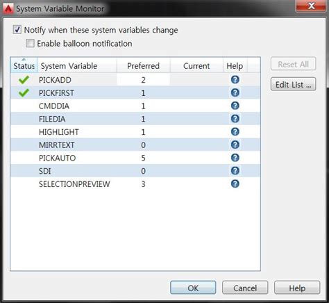Chikongcad Autocad시스템 변수 모니터 System Variable Monitor