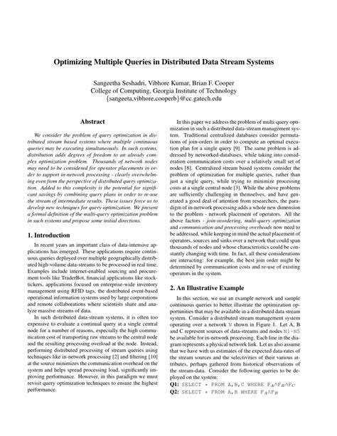 pdf optimizing multiple queries in distributed data stream systems