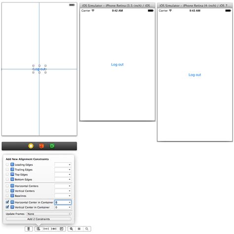 Ios Button At Center Of Iphone 35 And Iphone 4 Inch Using Autolayout