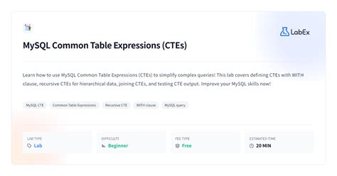Mysql Common Table Expressions Ctes Labex