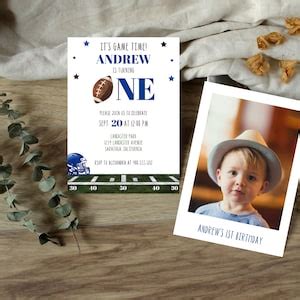 Editable Football First Birthday Party Invitation Template Printable