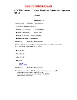 ACC All Solved MCQ Midterm ACC Solved MCQ S For MID Final Exam Which Of The Following