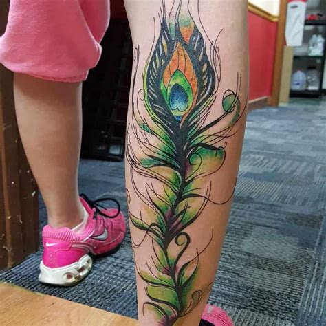 Peacock Feather Tattoo On Thigh