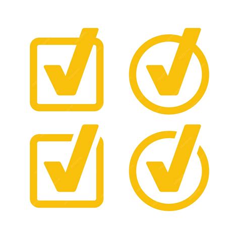 Yellow Check Mark Circles And Squares Premium Vector
