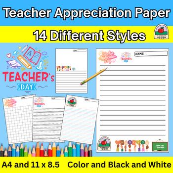 Teacher Appreciation Paper Lined Paper Handwriting Paper Squared