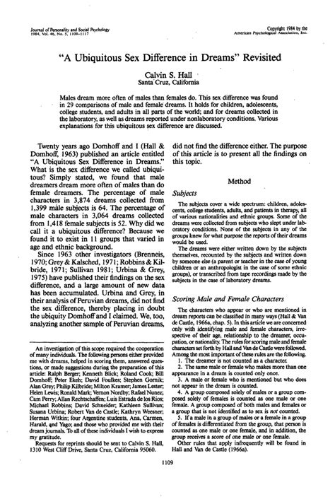 A Ubiquitous Sex Difference In Dreams Revisited