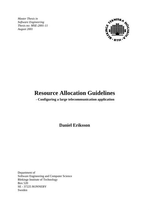 Pdf Resource Allocation Guidelines Diva Portal832995 Fulltext01 Pdf · Resource Allocation