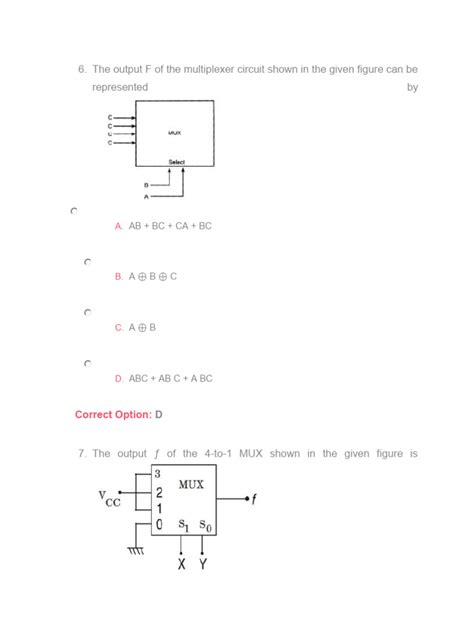 The Output F Of The Multiplexer Circuit Shown In The Given Figure Can