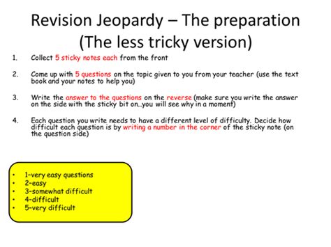 Revision Jeopardy Teaching Resources