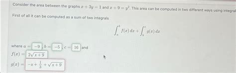 Solved Consider The Area Between The Graphs X 3y 1 ﻿and