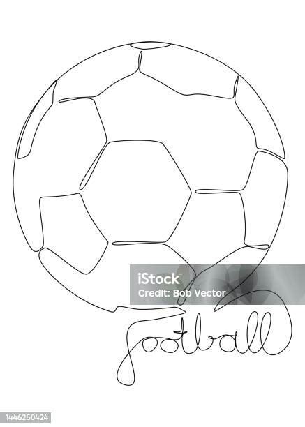 단어가있는 축구 공의 연속 라인 얇은 선 그림 벡터 개념입니다 윤곽 그리기 창의적인 아이디어 2022년에 대한 스톡 벡터 아트 및 기타 이미지 Istock