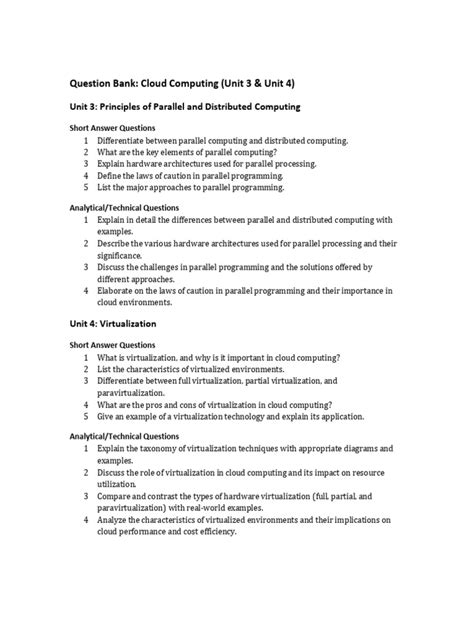 Cloud Computing Question Bank Unit 3 And 4 Pdf